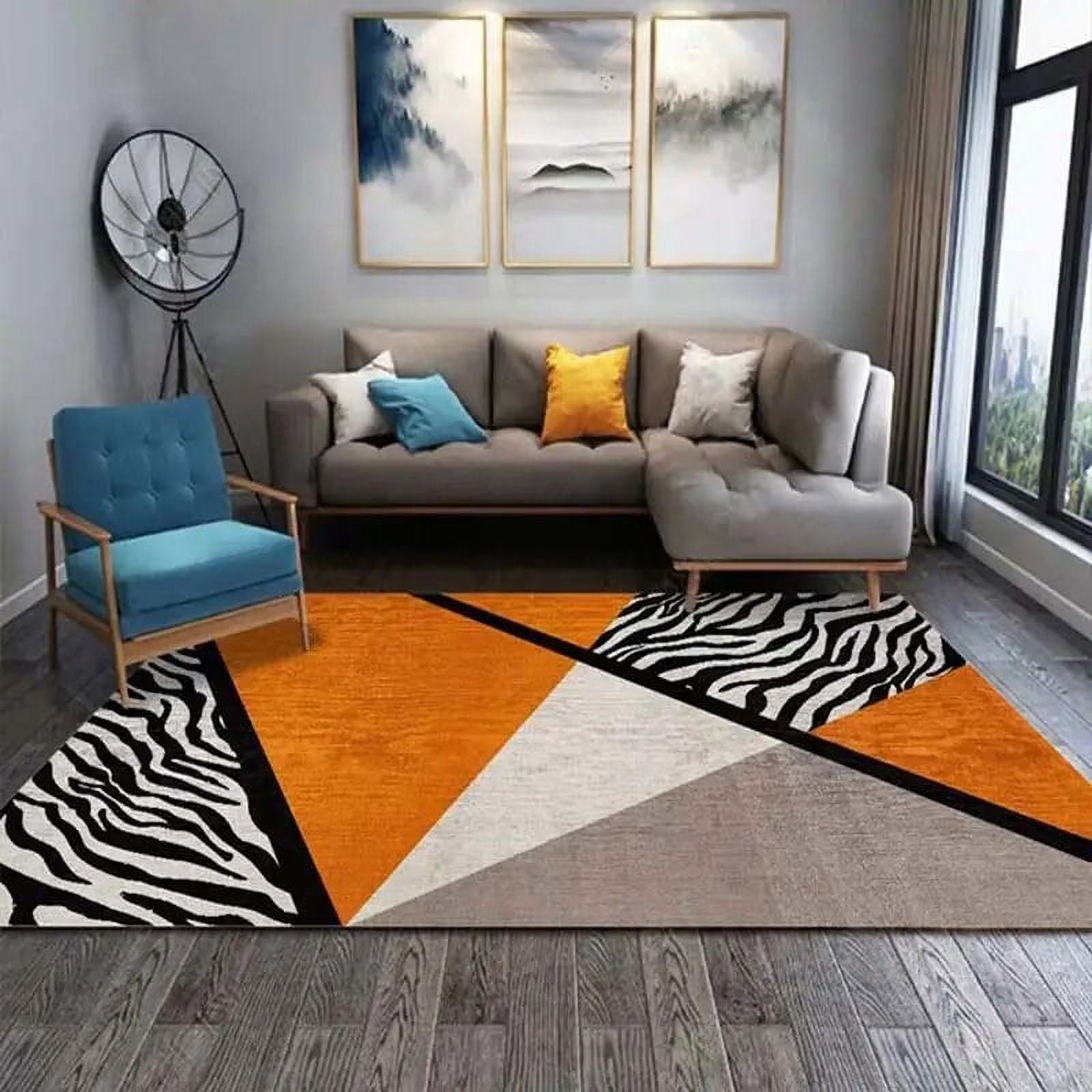 Light Luxury Modern Art Orange Carpets for Living Room Abstract Home ...