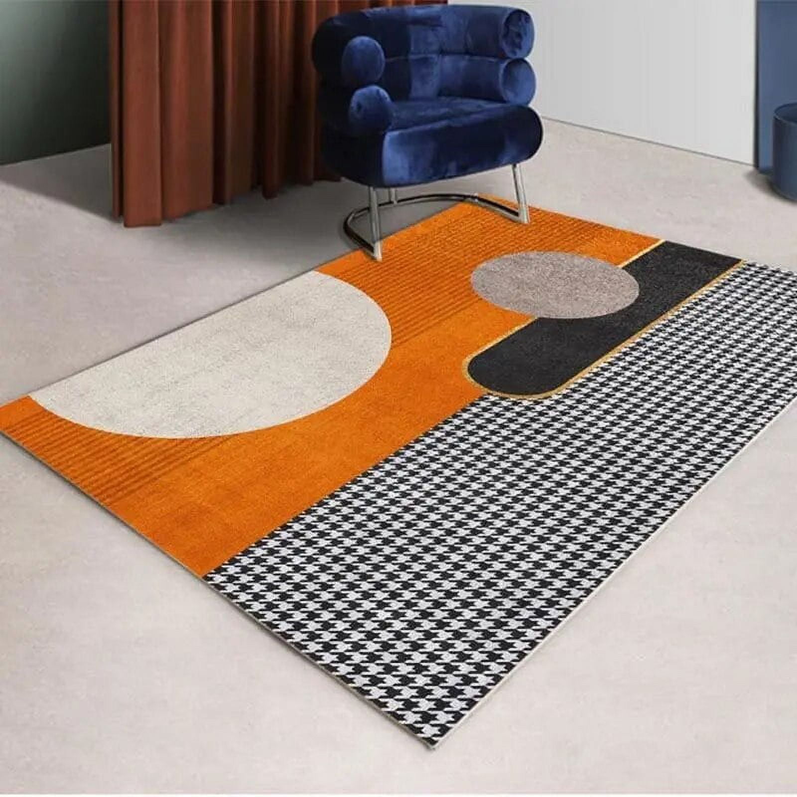 Light Luxury Modern Art Orange Carpets for Living Room Abstract Home ...