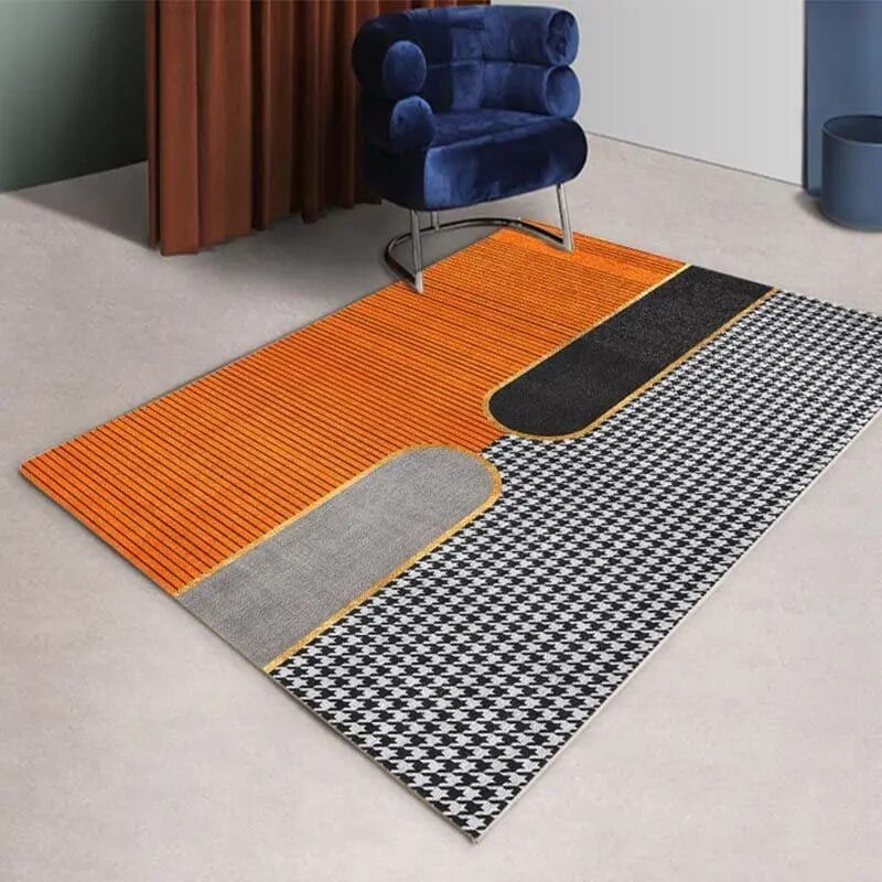 Light Luxury Modern Art Orange Carpets for Living Room Abstract Home ...