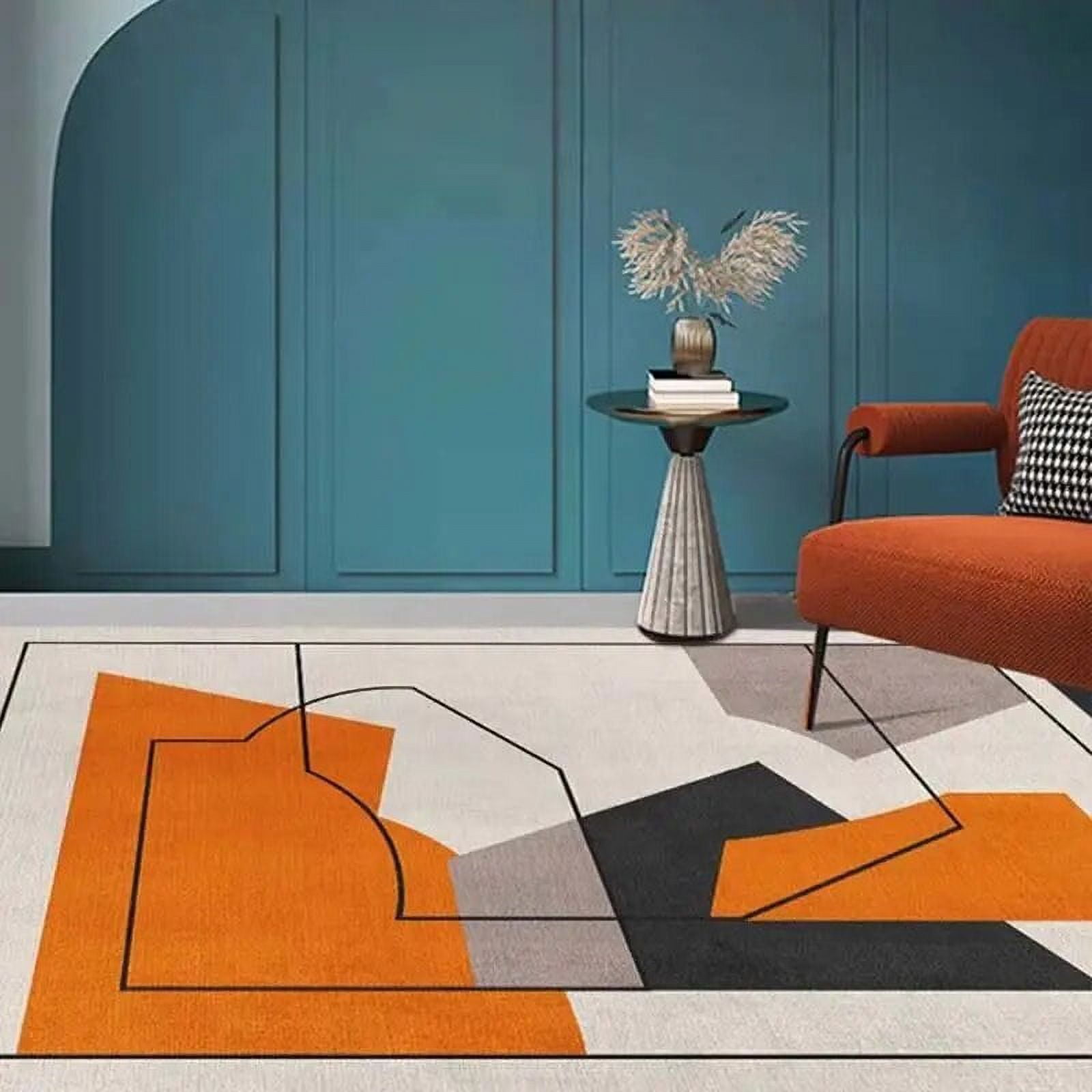 Light Luxury Modern Art Orange Carpets for Living Room Abstract Home ...