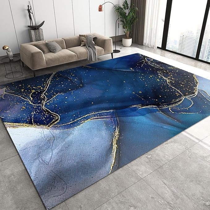 Light Luxury Navy Blue Fit Under Door Rugs For Entryway, Modern ...