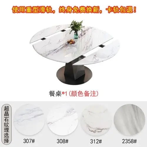 Light Luxury Retractable Microcrystalline Dining Table Rotating Folding ...
