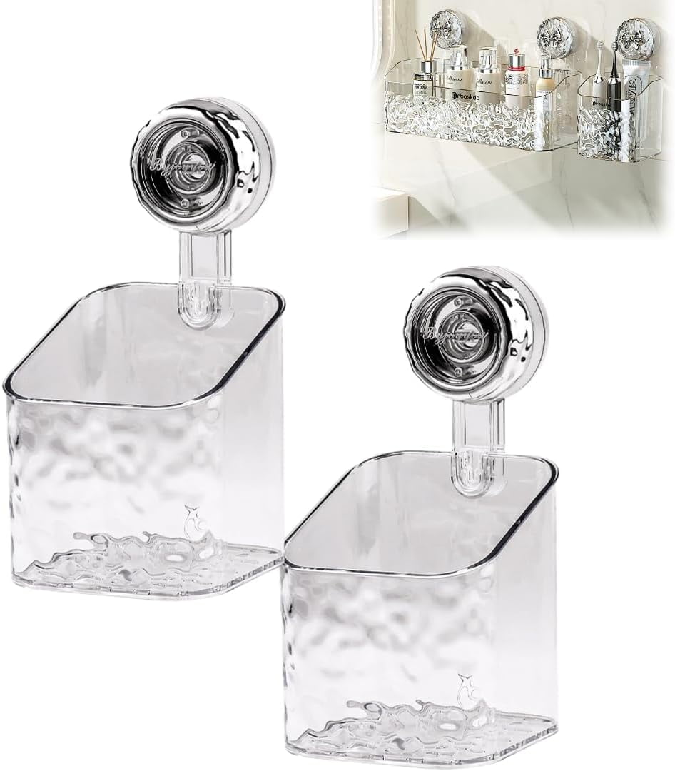 Light Luxury Style Glacier Pattern Suction Cup Shelf,2024 New Shower ...