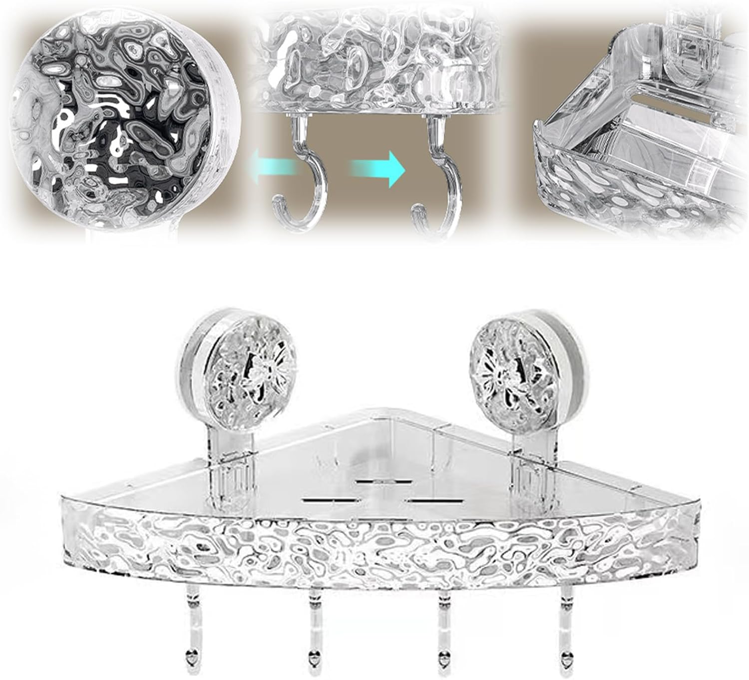 Light Luxury Style Punch-Free Storage Rack,Shower Caddy Suction Cup ...