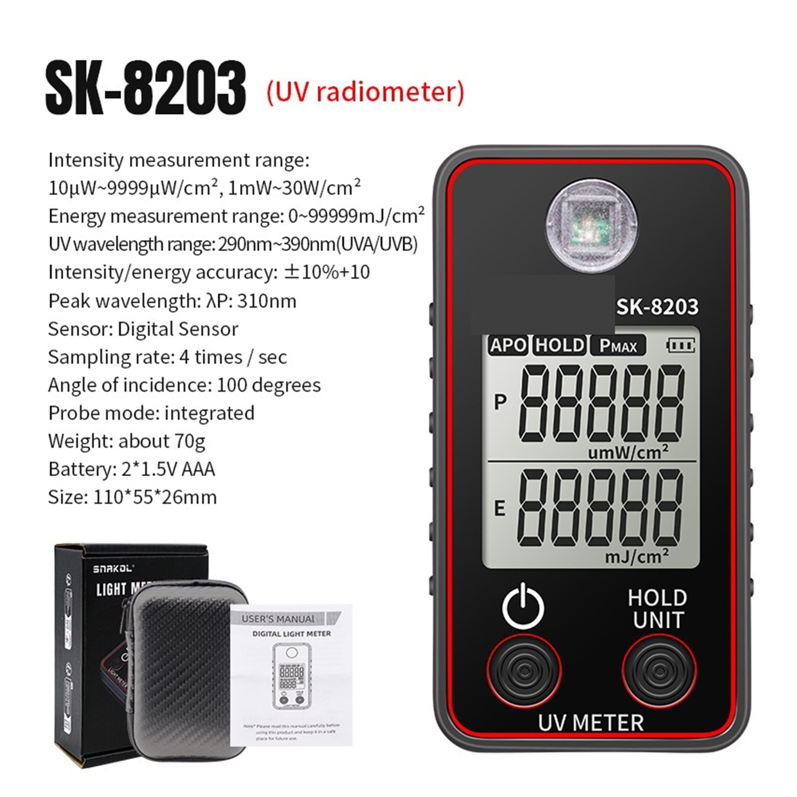 Light Meter Digital Illuminance Meter Handheld Lux Tester LCD 0.5 ...