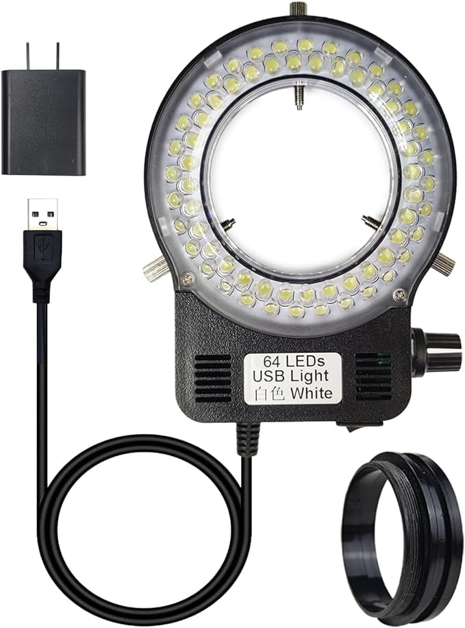 Light Microscope LED Ring Illuminator, Adjustable USB 64 LEDs Ring ...