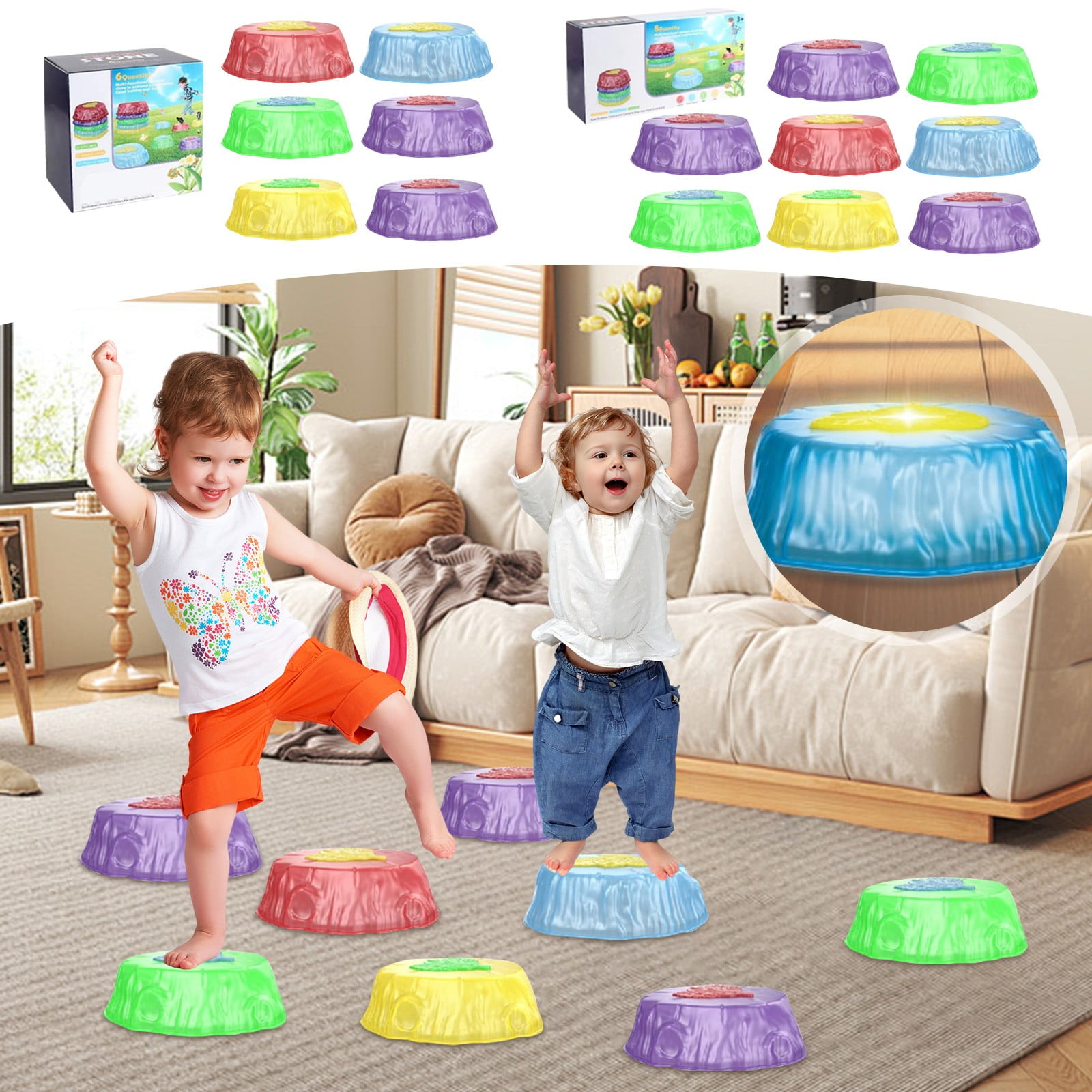 Light up Musical Stepping Stones for kids, Led Sensory Balance Stepping ...