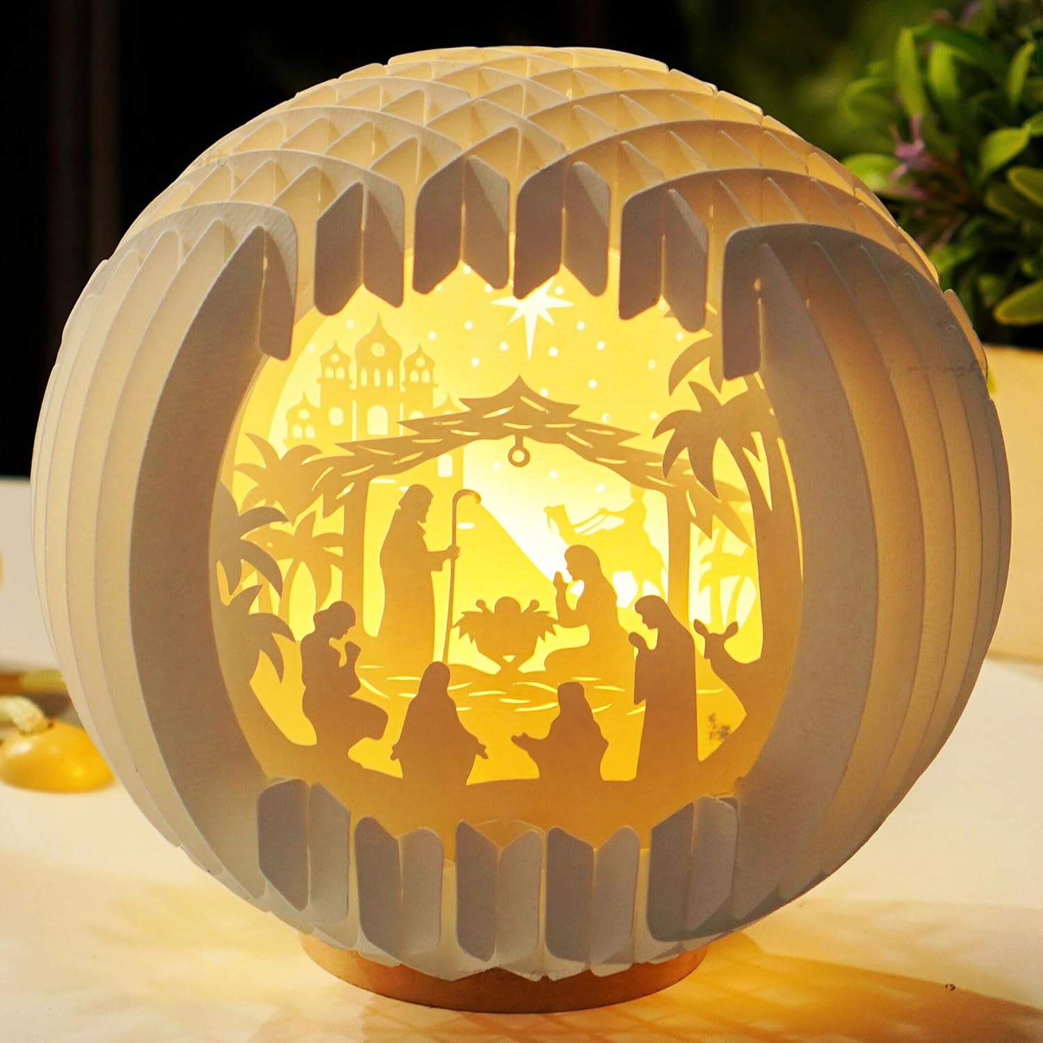 Light Up Nativity Scene Indoor with LED Light for Tabletop, Paper ...