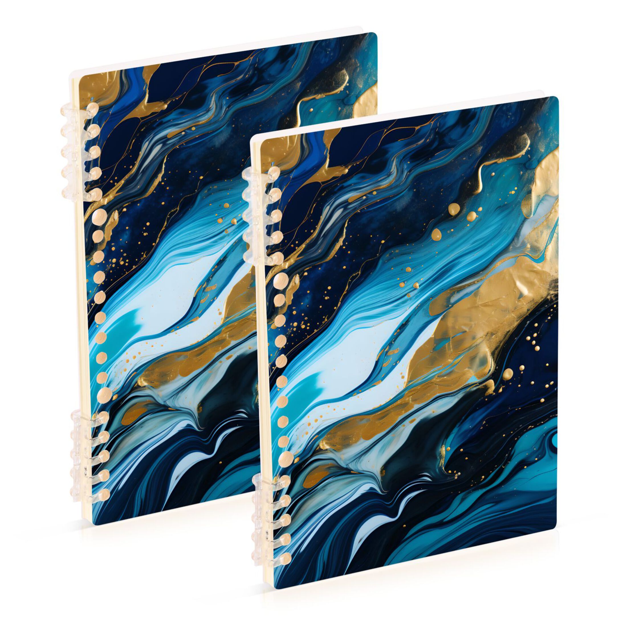 Light Navy Blue Marble 2 Pcs Spiral Notebooks 60 Sheets 120 Pages A5 ...