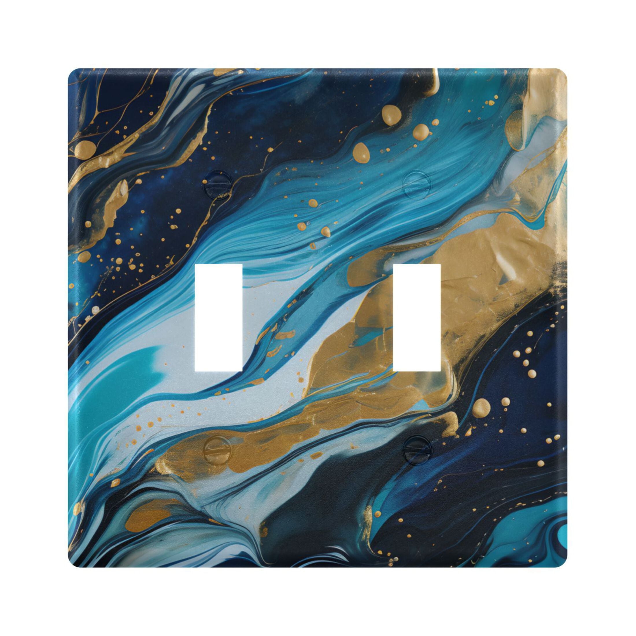 Light Navy Blue Marble Light Switch Plate Covers 2 Gang Wall Plate ...