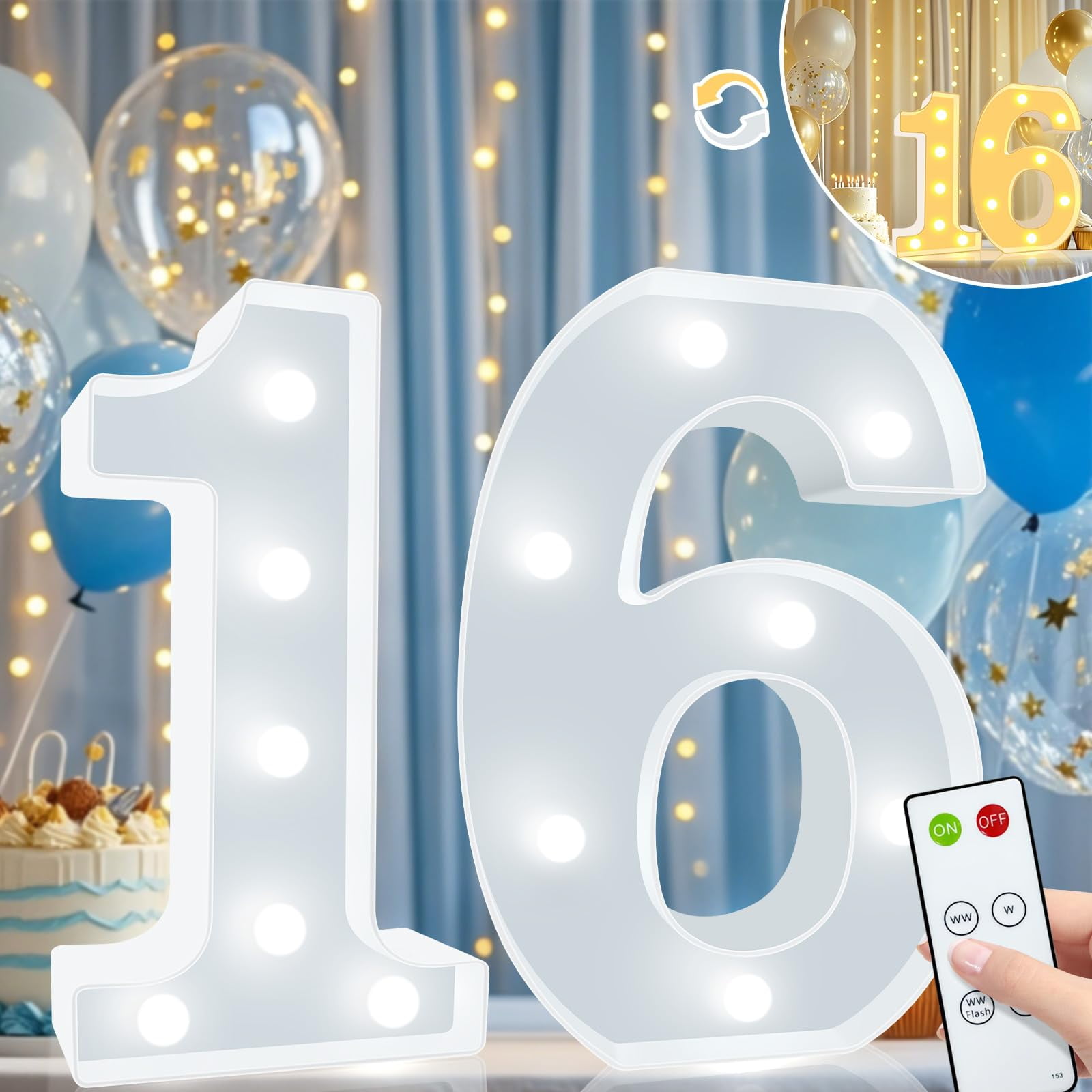 Light Up Numbers Birthday Decorations, Marquee BSL1 Number Lights with ...