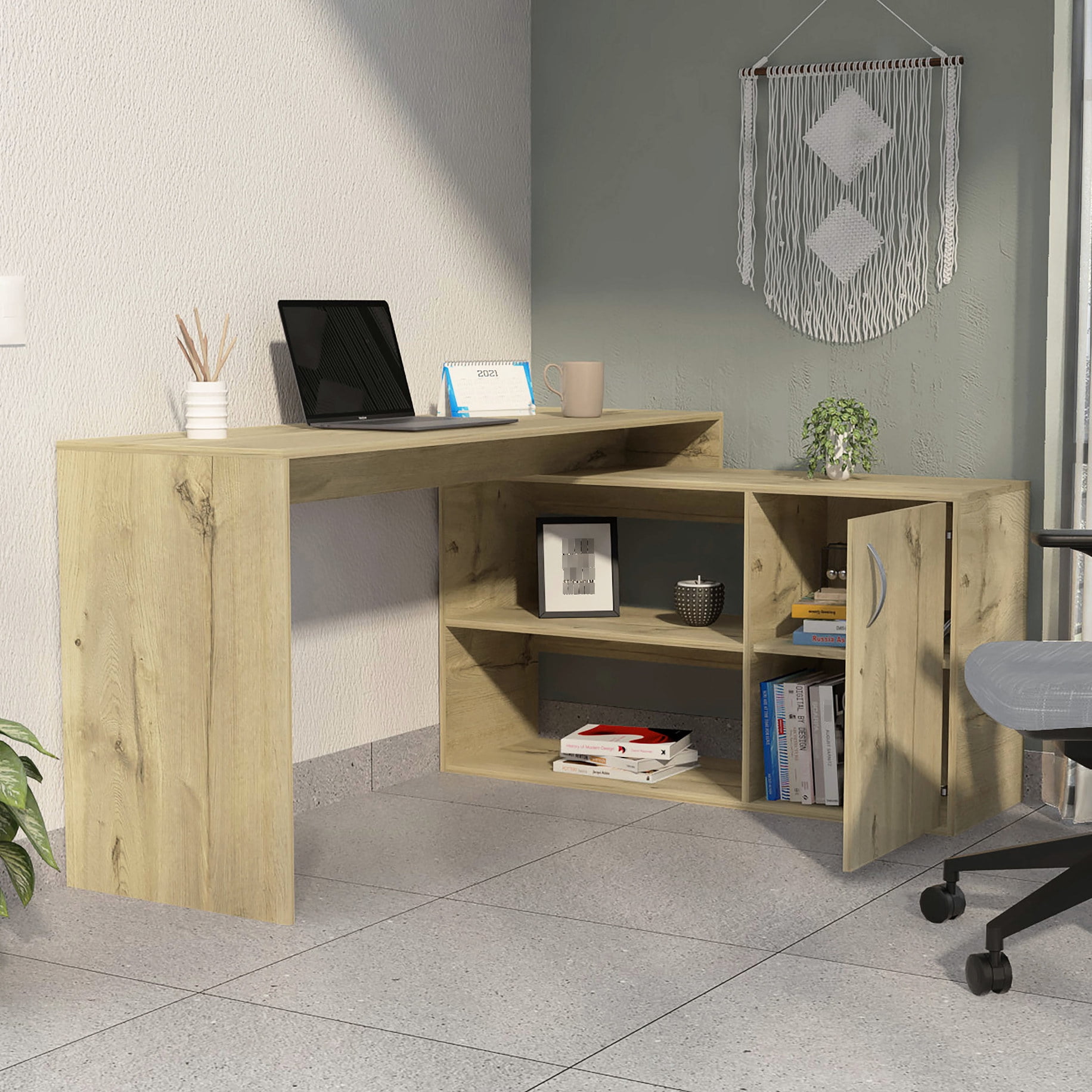 Light Oak Color - Versatile Display and Storage - Corner Office ...