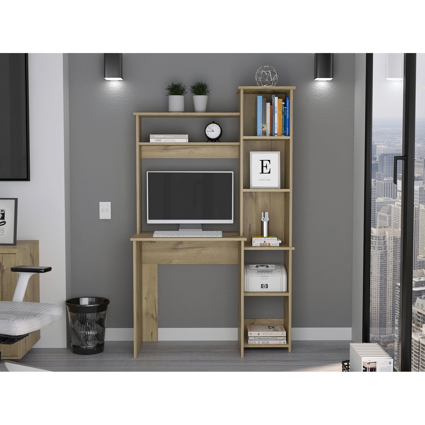 Light Oak Desk, Top Shelf for Small Items - Great for Bedroom ...