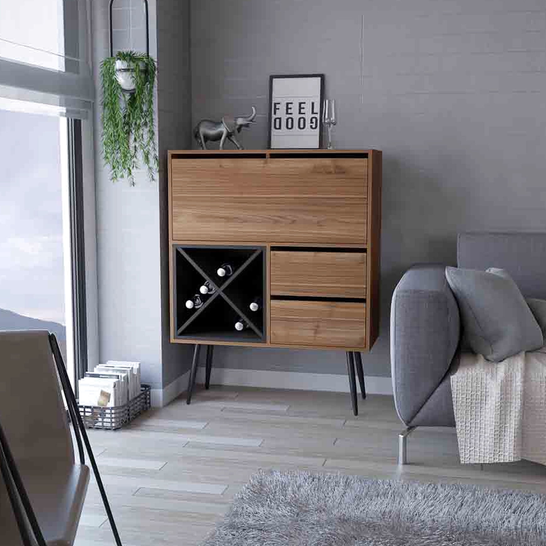 Light Oak Hue - One Cabinet with Interior - Living Room Entertainment ...