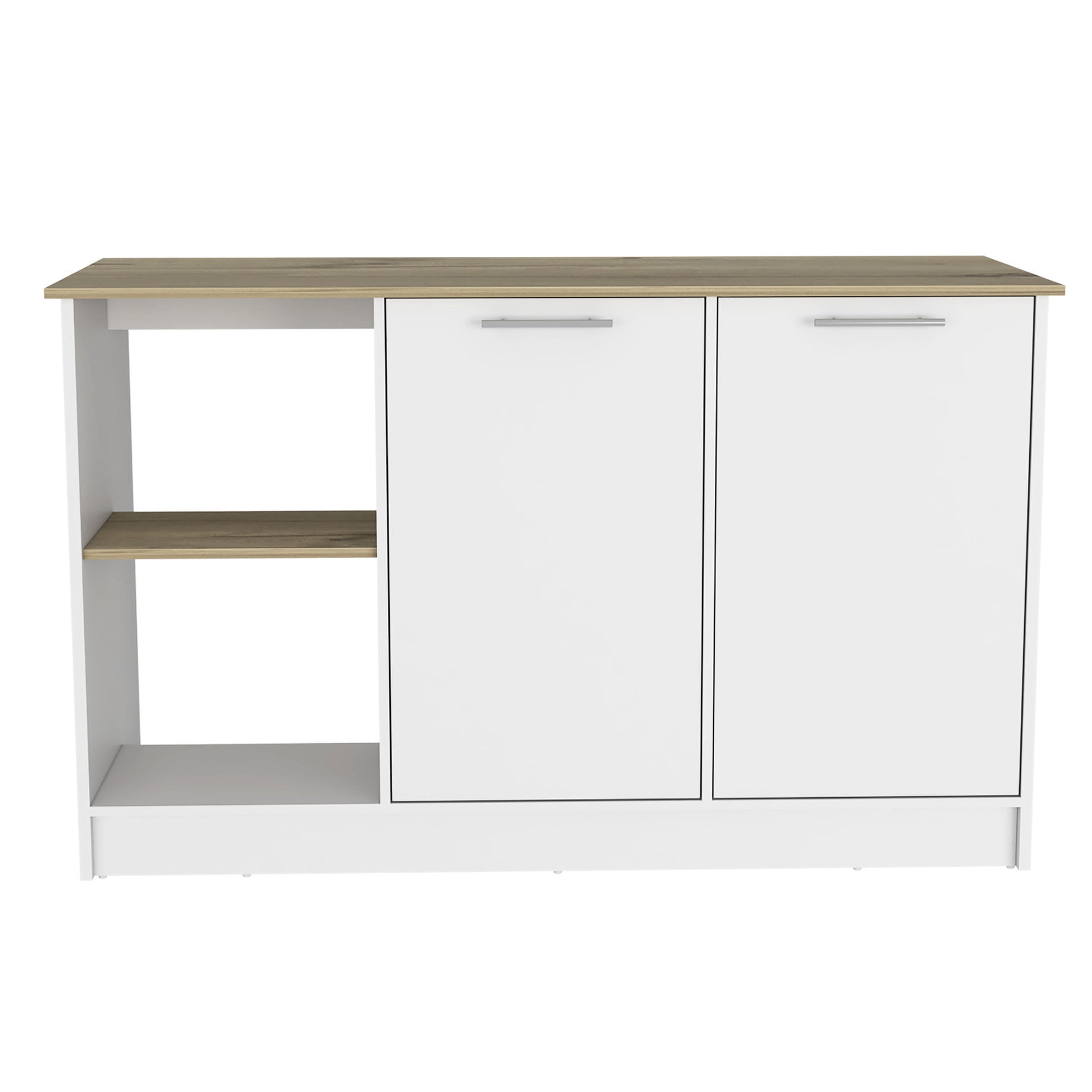 Light Oak Kitchen Island with 59" Workspace for Meal Preparations and ...
