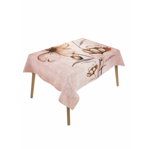 Light Orange Spring Floral Table Cloth, Ombre Modern Art Vintage ...
