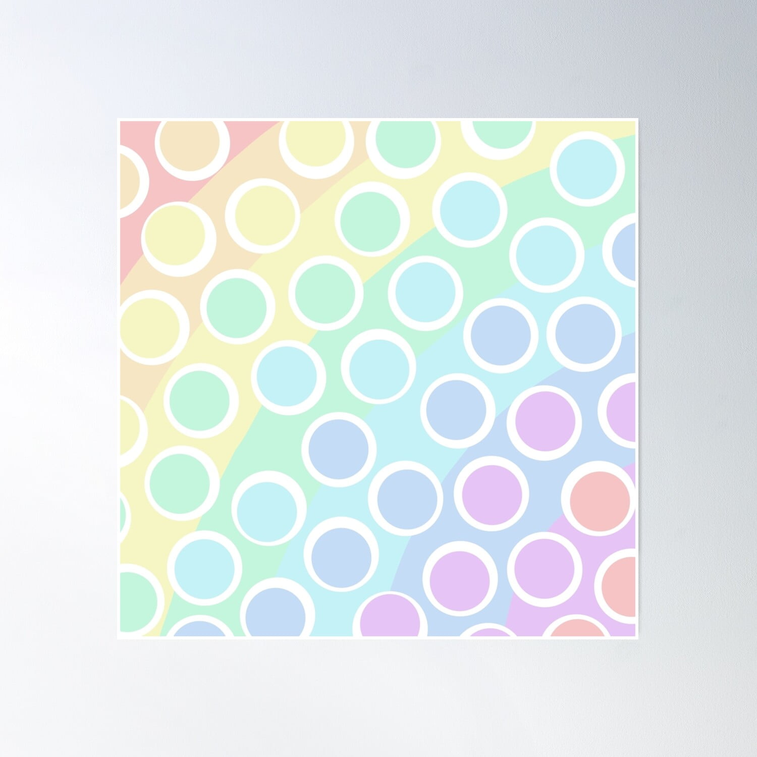Light Pastel Rainbow With Big Polka Dots Poster Wall Art, Modern Wall ...