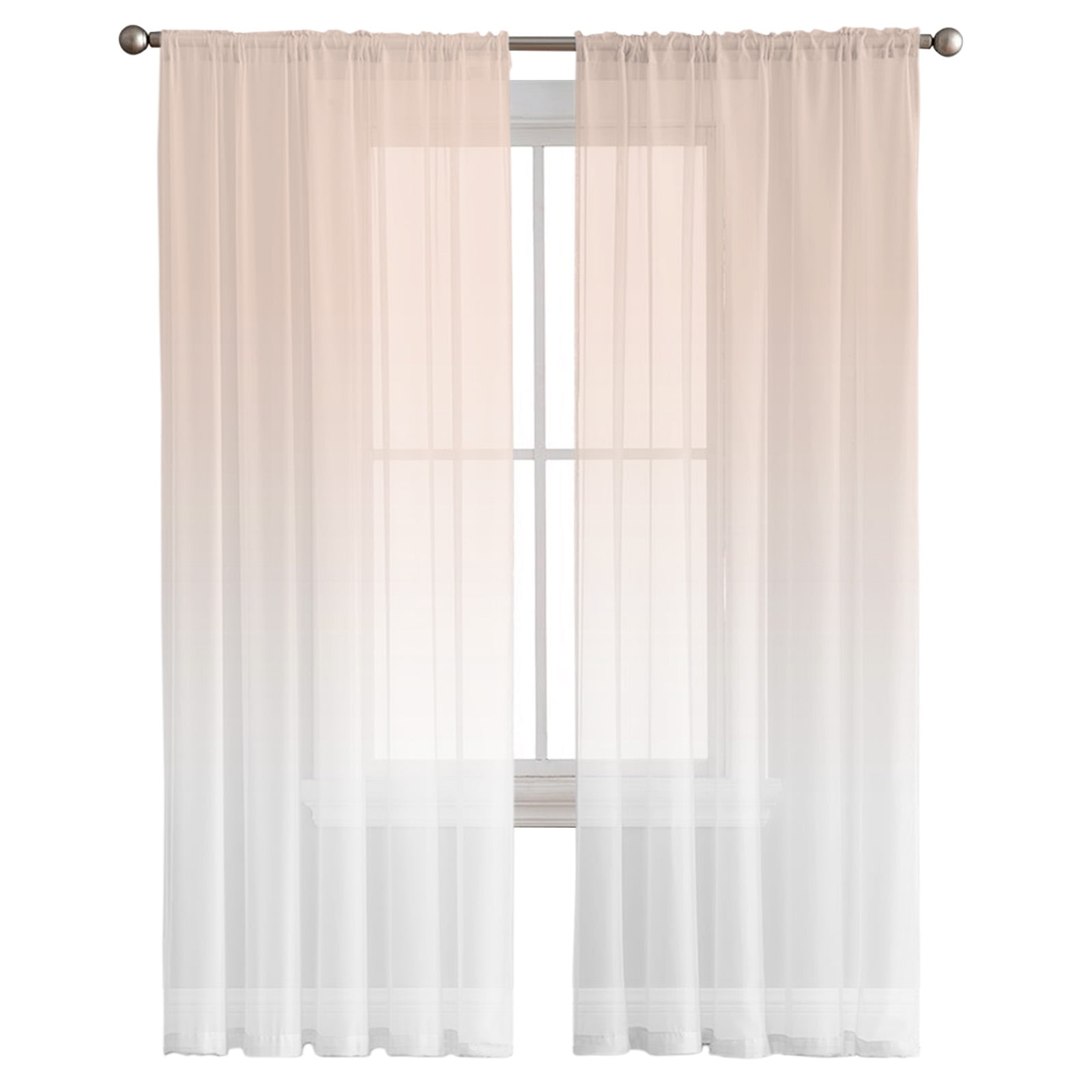 Light Peach Gradient Sheer Curtain for Living Room Bedroom Voile Drape ...
