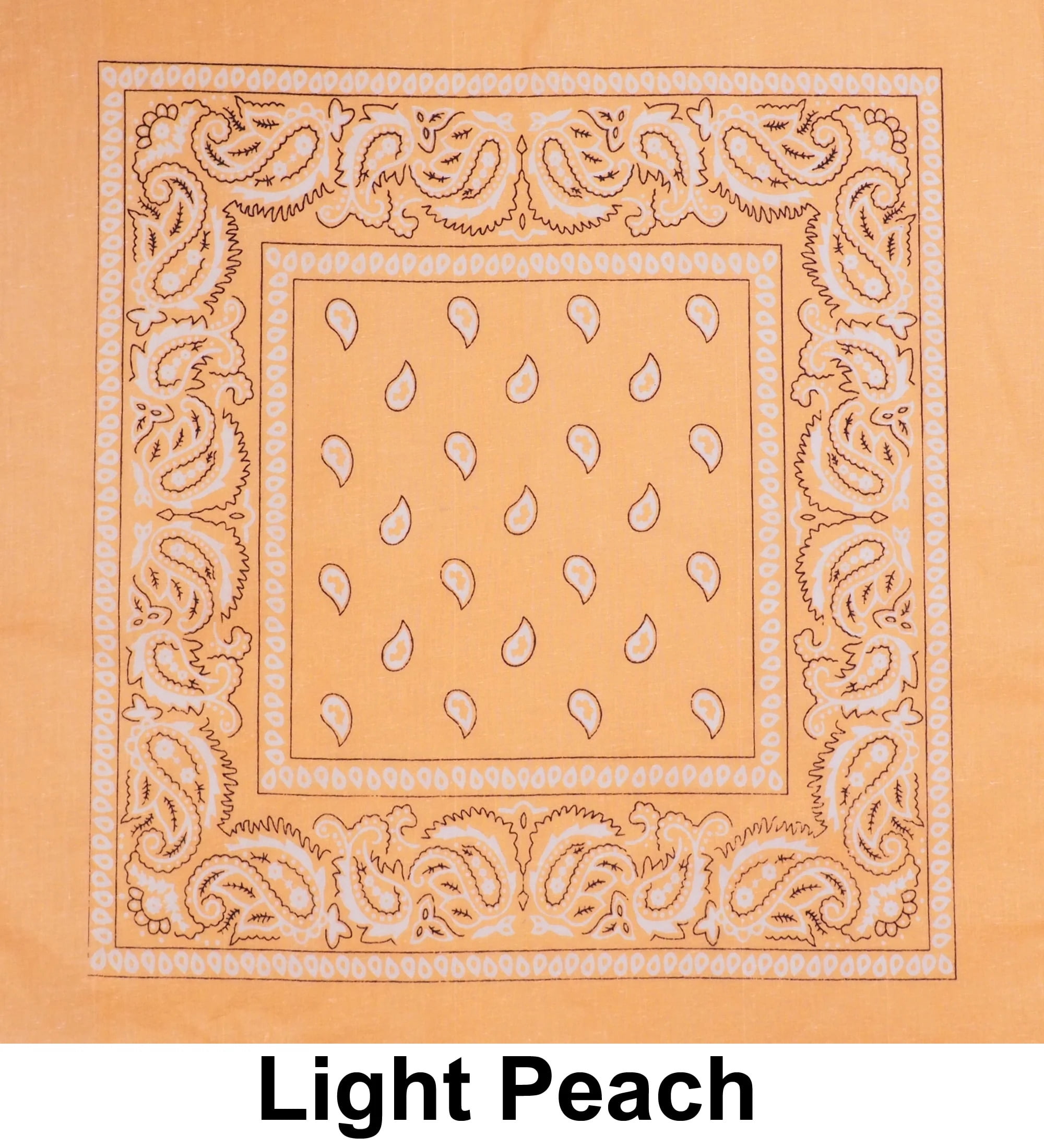 Light Peach Paisley Design Print Cotton Bandana (22 inches x 22 inches ...