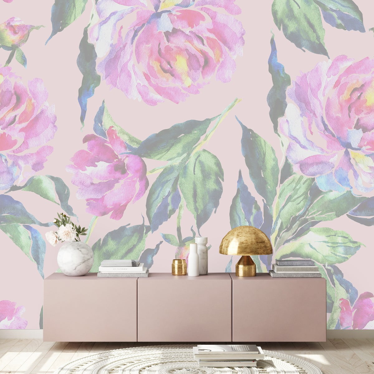 Light Peonies Wallpaper - Walmart.com