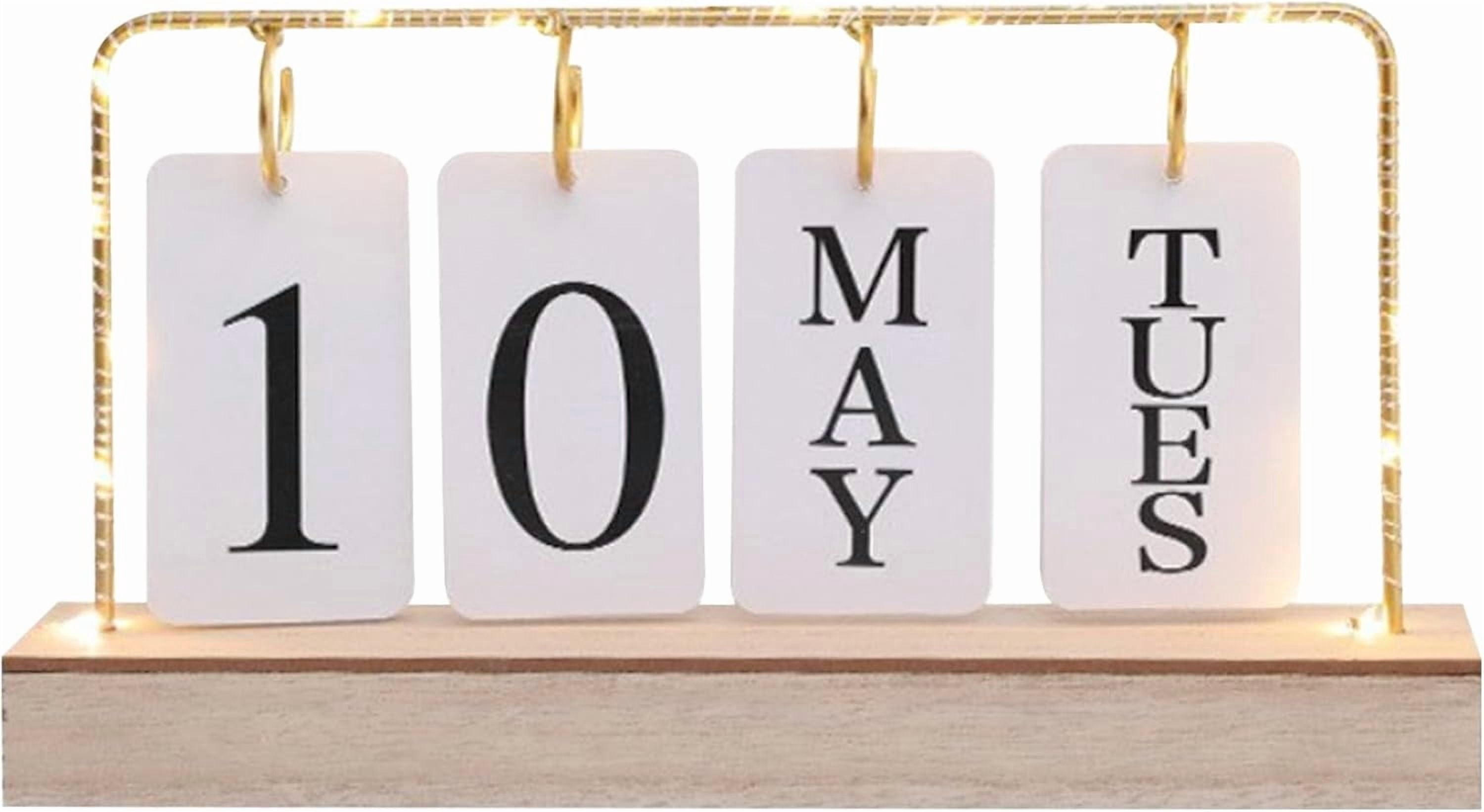 Flip Perpetual Calendars with Light Wooden Stand - Desktop Flip Chart ...