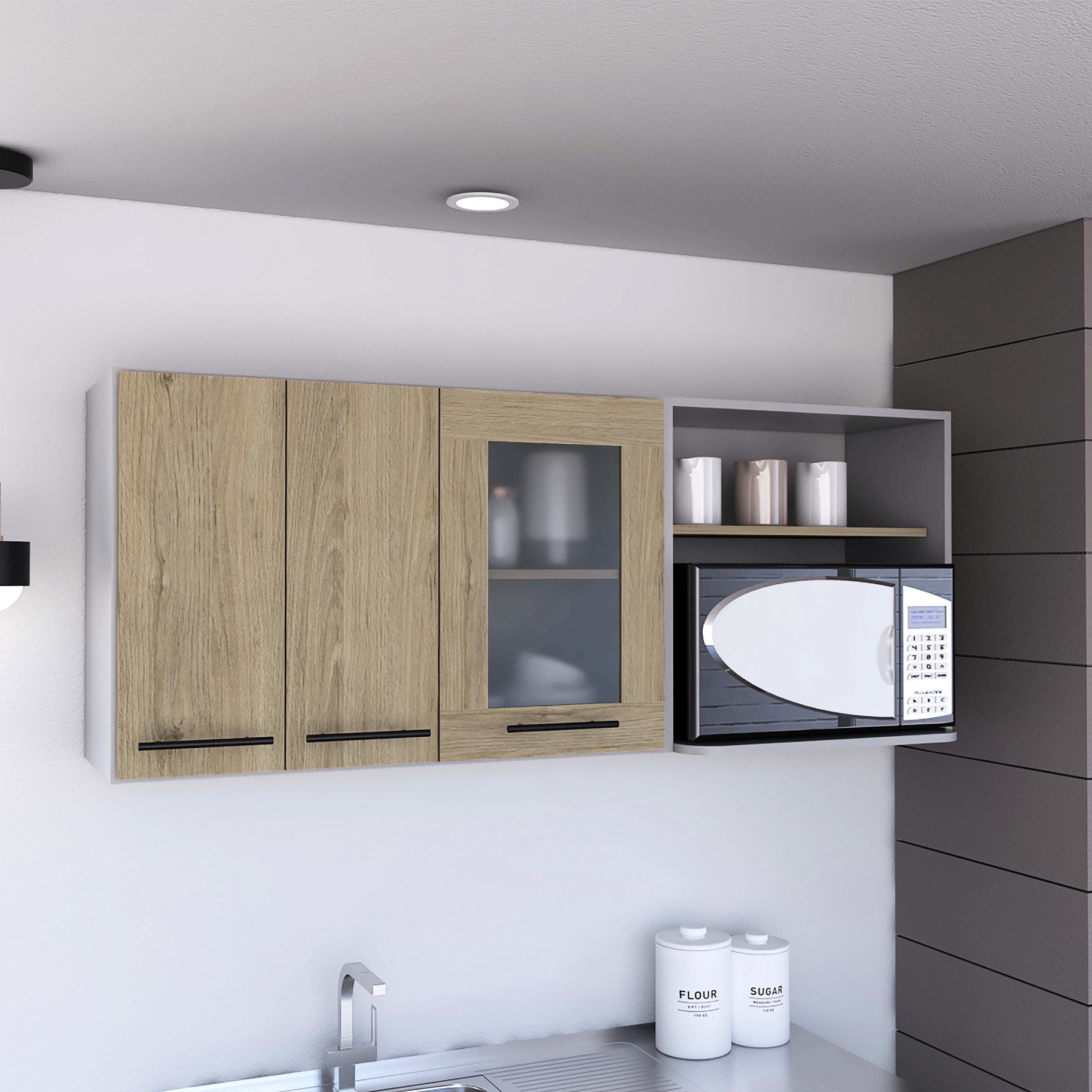 Light Pine Glass Wall Rack - Ideal for Kitchen Organization with TSCA ...