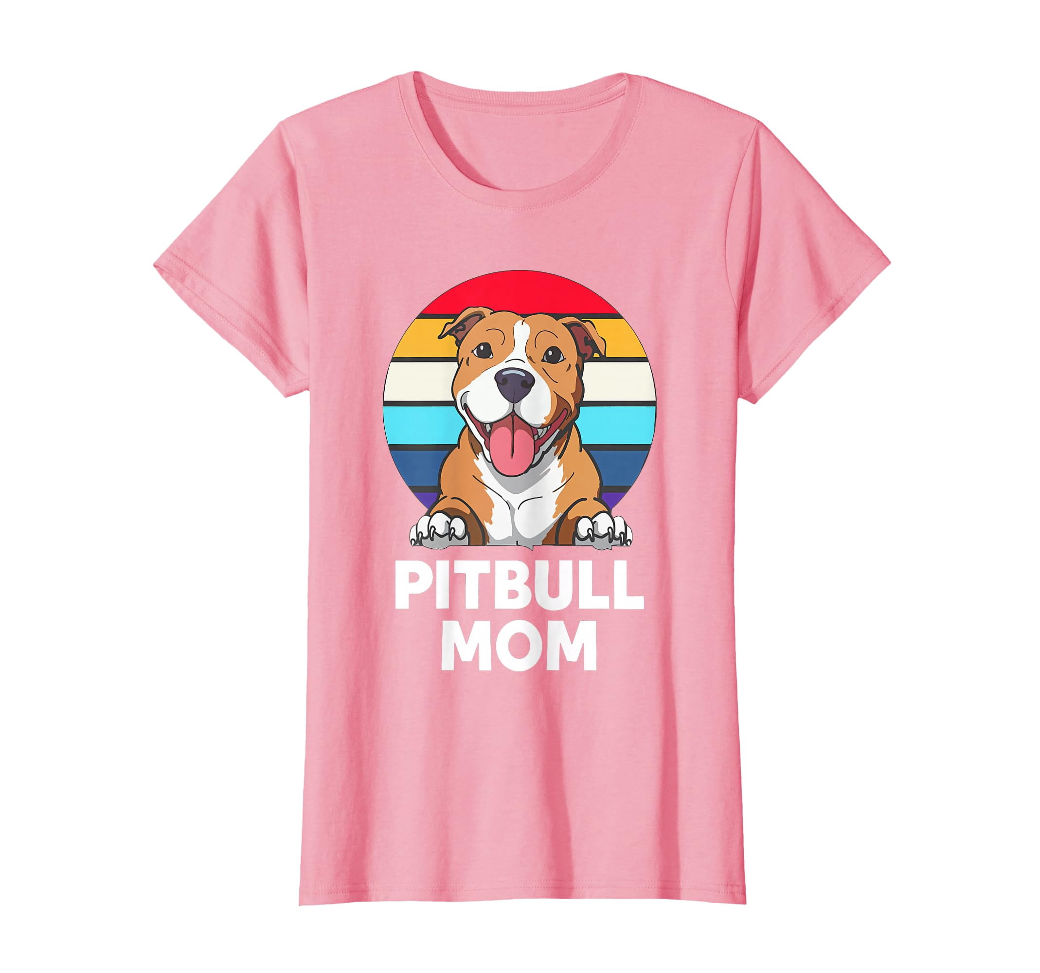 Light Pink Cartoon Dog Pitbull Mom T-Shirt for Proud Pit Bull Terrier ...