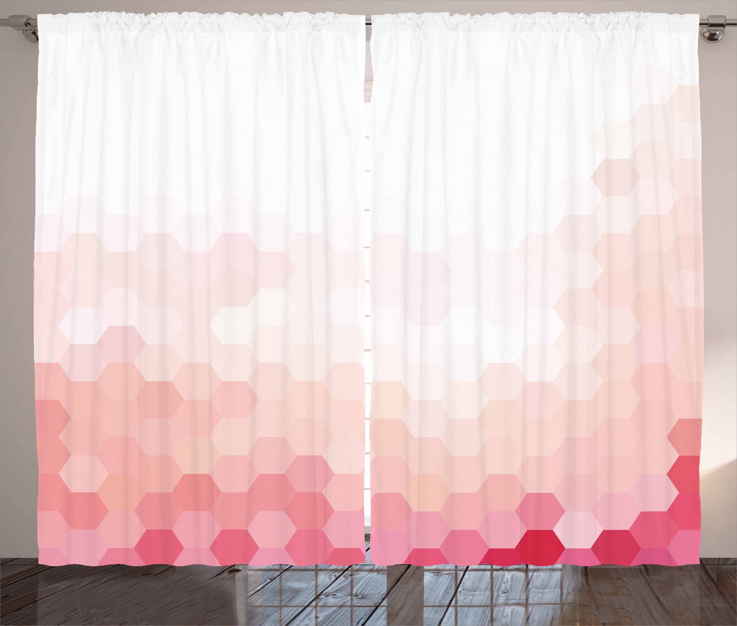 Ambesonne Pale Pink Curtains 2 Panel Set, Geometric Digital, 108" x 108 ...