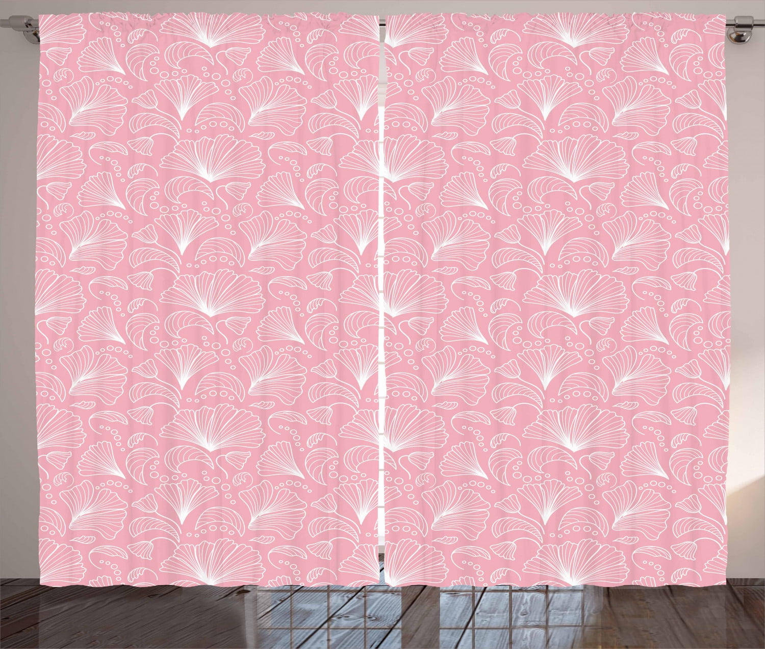 Ambesonne Pale Pink Curtains 2 Panel Set, Ornate Floral Lines, 108" x ...