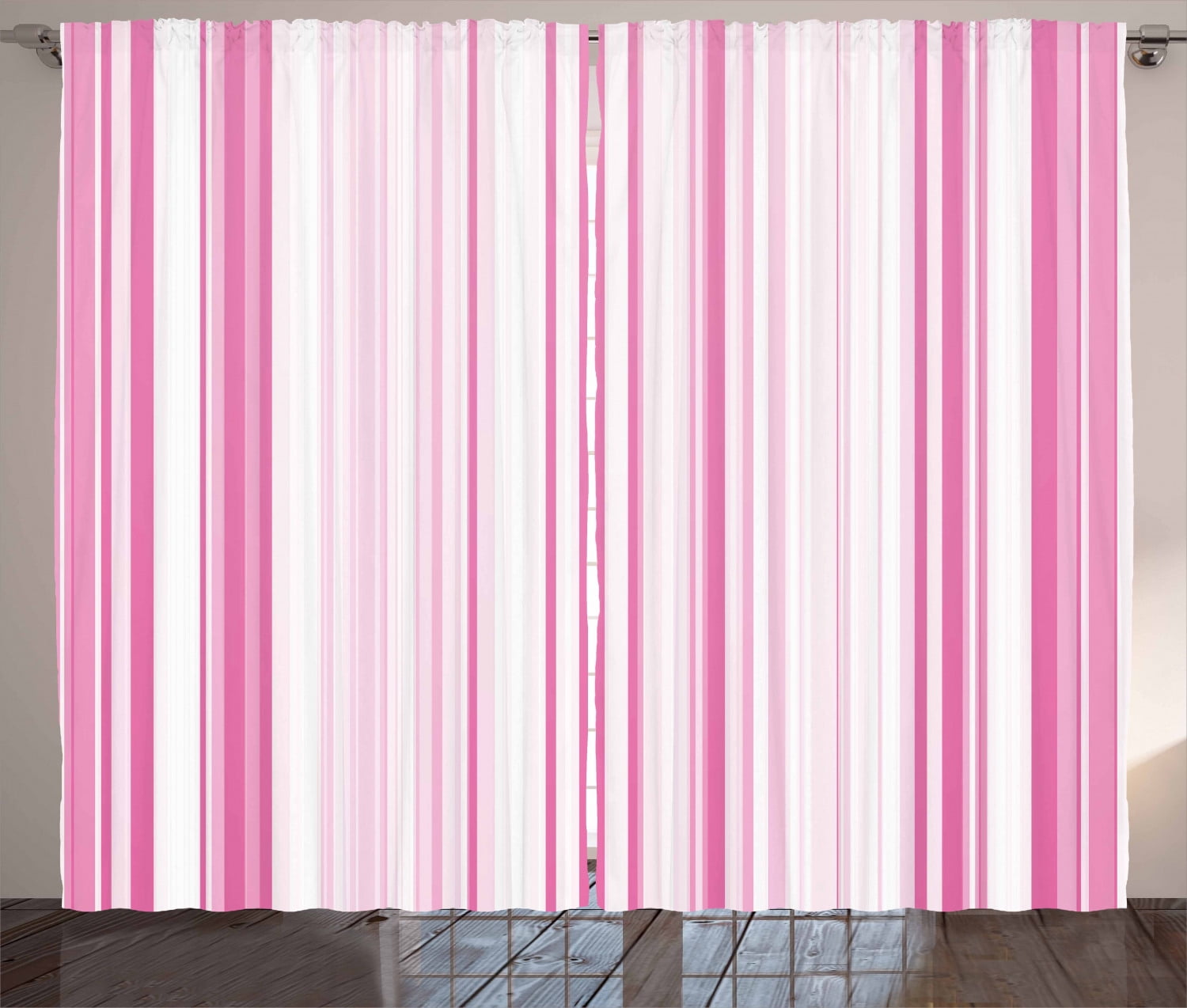 Ambesonne Pale Pink Curtains 2 Panel Set, Vertically Striped, 108" x 90 ...