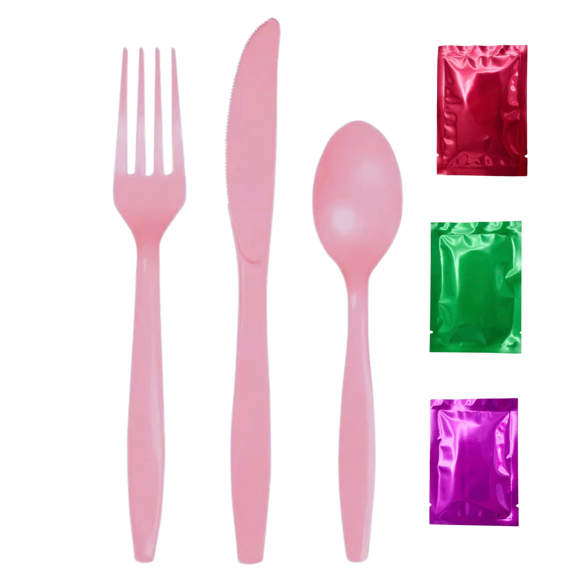N S Light Pink Disposable Cutlery Set, 96-Piece Dining Set, Heavy Duty ...