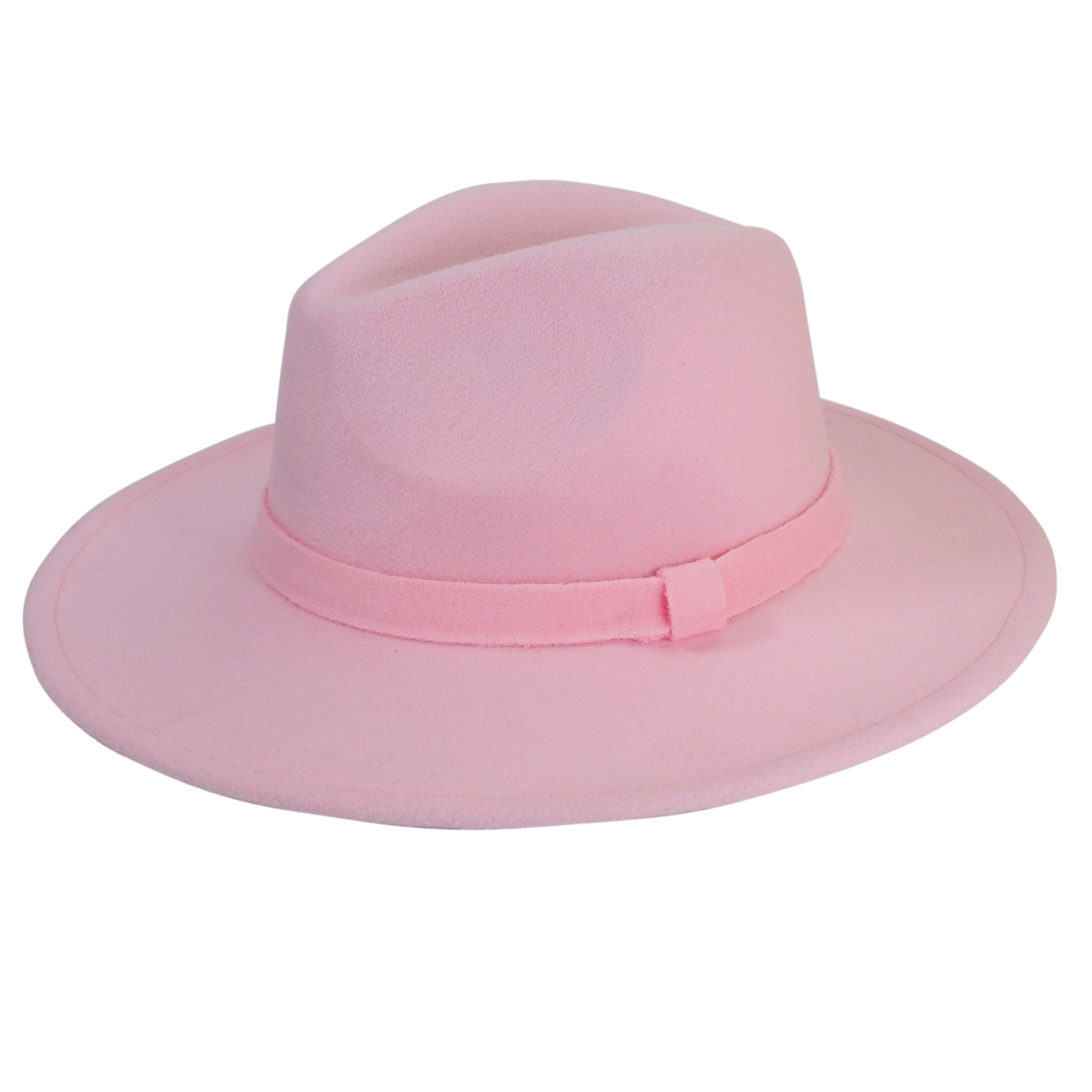 Light Pink Fedora Panama Upturn Wide Brim Cotton Blend Felt Hat ...