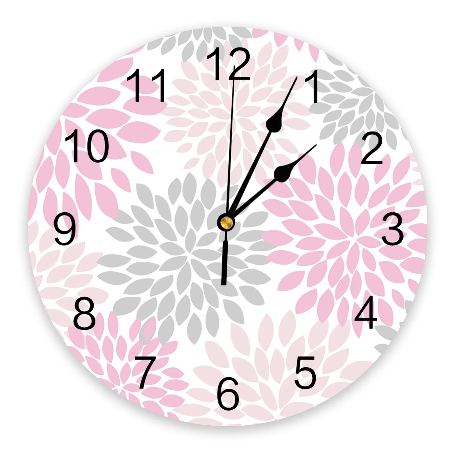 Light Pink Grey Dahlia Texture Wall Clocks Living Room Decoration Clock ...