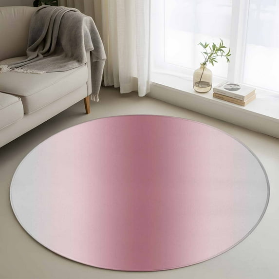 Light Pink Grey Ombre 3ft Round Rug, Modern Abstract Art Gradient Non ...