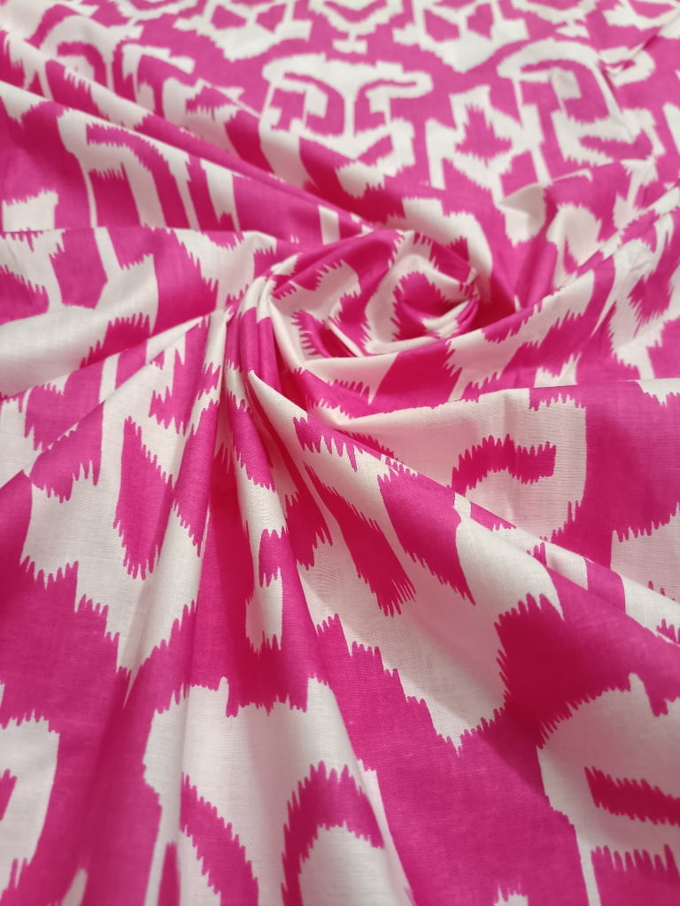 Light Pink Ikat Cotton Fabric Natural Sanganeri Dressmaking Upholstery ...
