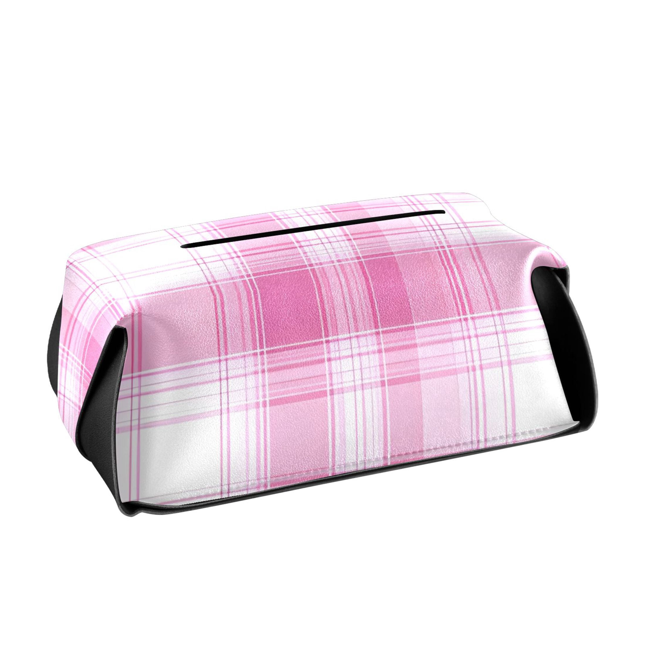 Light Pink Line Tissue Box Cover Leather Square Rectangle Tissue Box ...