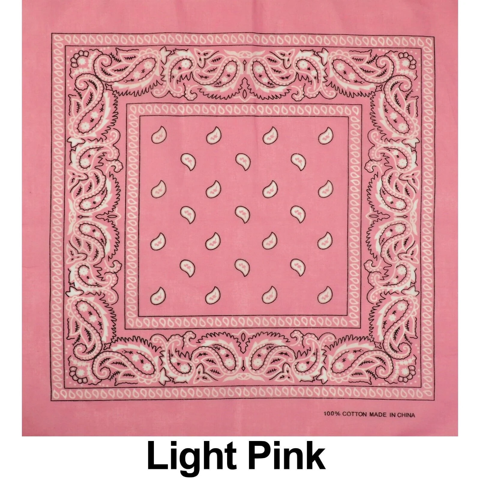 Light Pink Paisley Design Print Cotton Bandana (22 inches x 22 inches ...