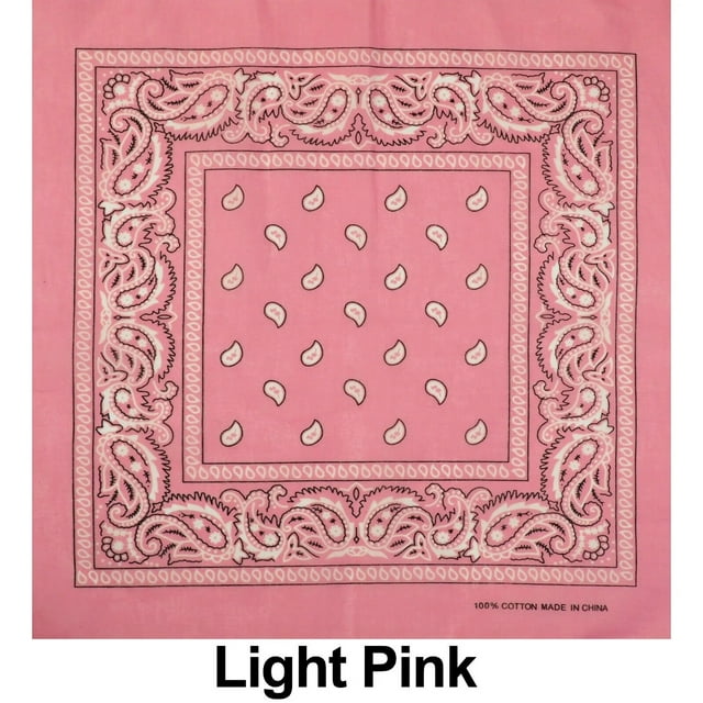 Light Pink Paisley Design Print Cotton Bandana (22 inches x 22 inches ...