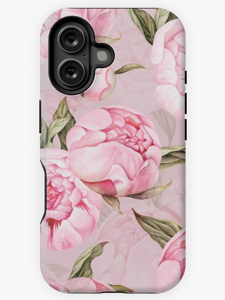 Light Pink Peonies Case iPhone 11 12 13 14 15 16 Pro Max Watercolor ...