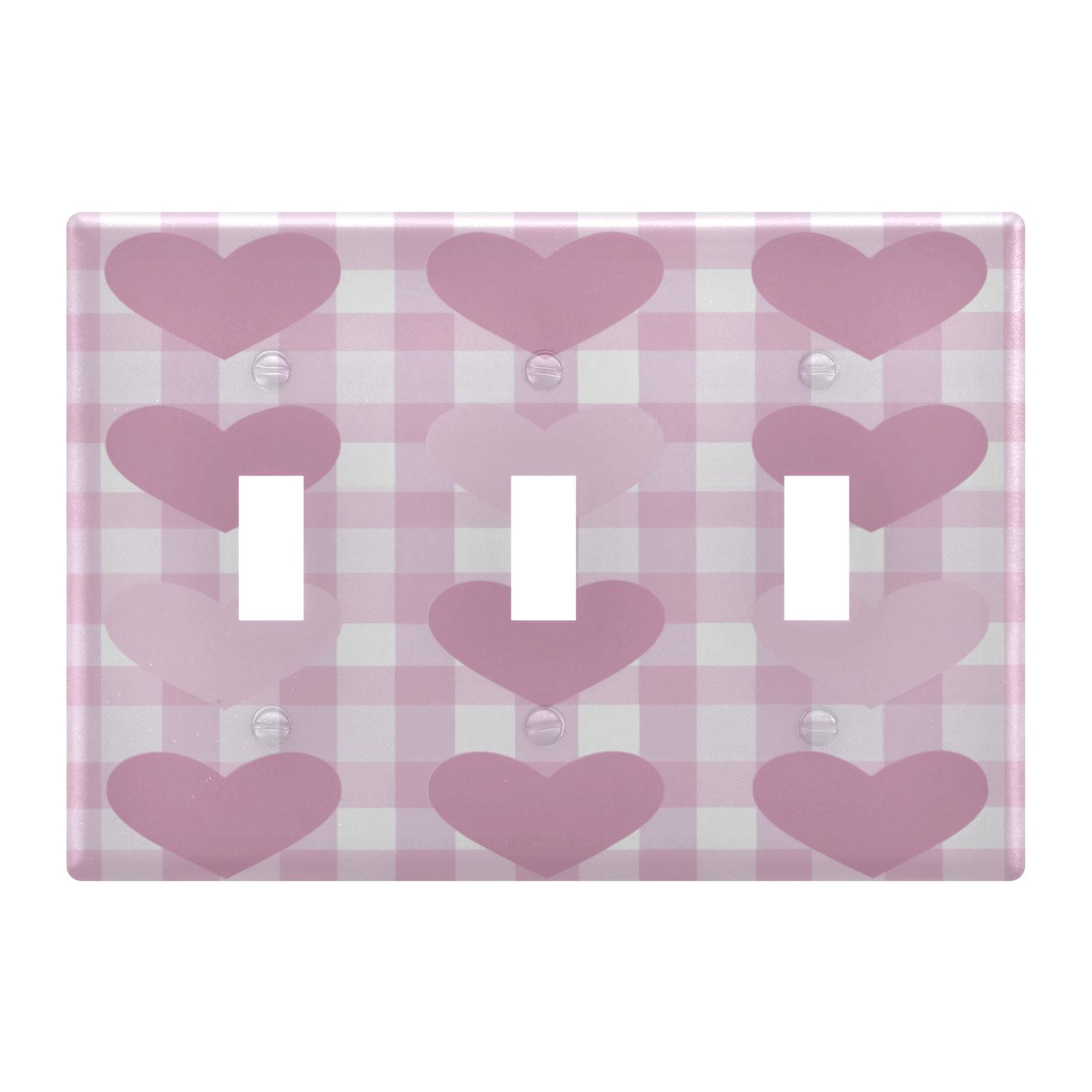 Light Pink Plaids with Valentine Hearts Light Switch Cover Electrical ...