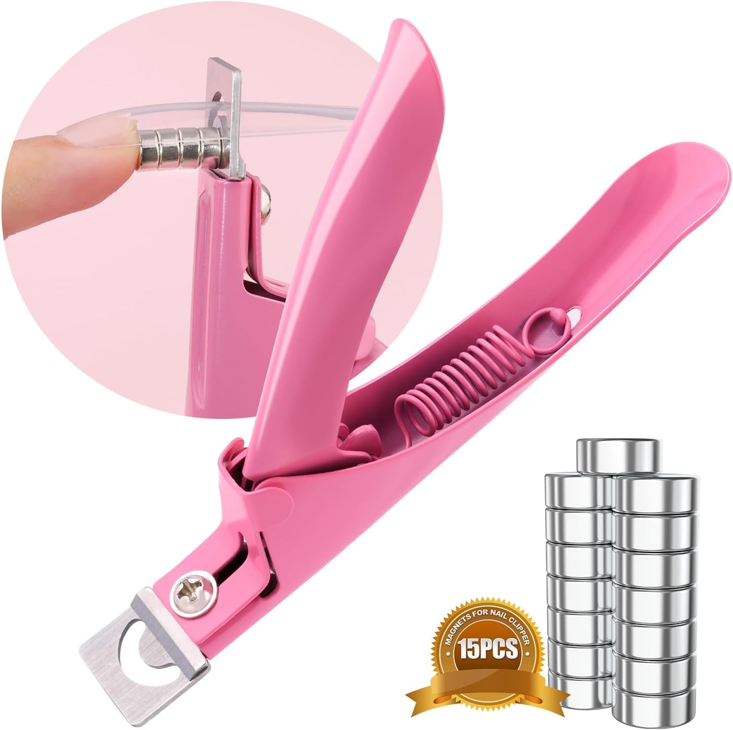 Light Pink Premium Nail Clippers with Magnets Sizers for Acrylic Nails ...