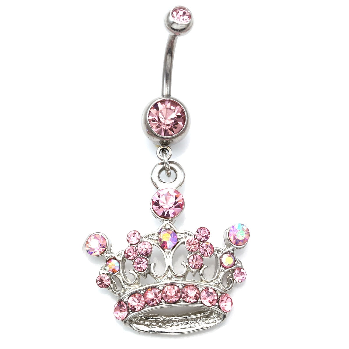 Light Pink Princess Crown Tiara Dangle Belly Button Naval Ring Body ...