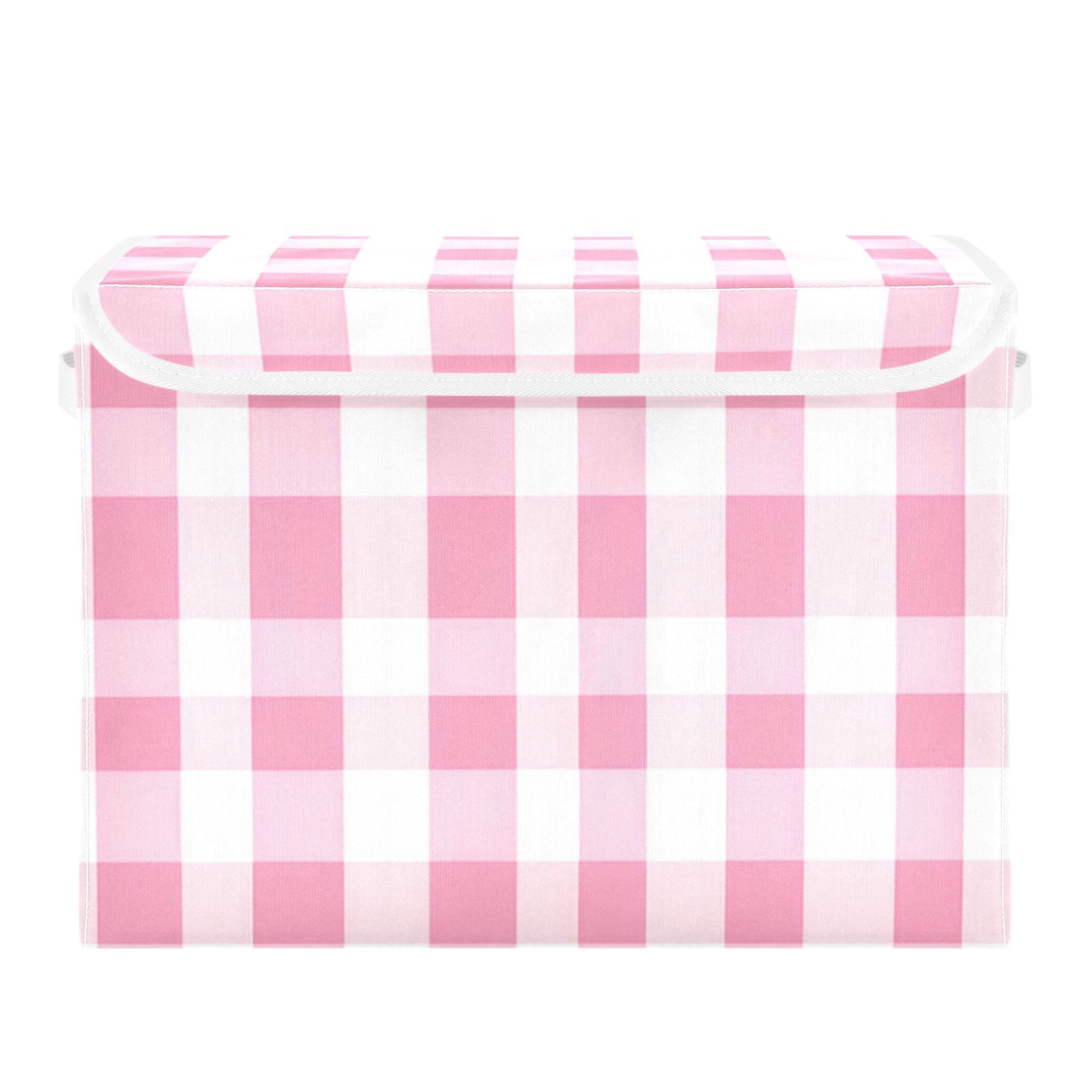 Light Pink Stripes Large Storage Bins with Linen Collapsible Lid ...