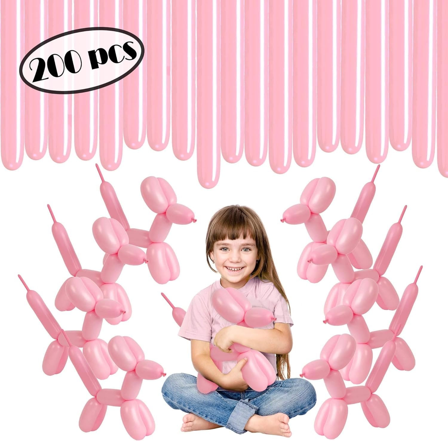 Light Pink Twisting Balloons - Long Balloons - 200 Pack - Walmart.com