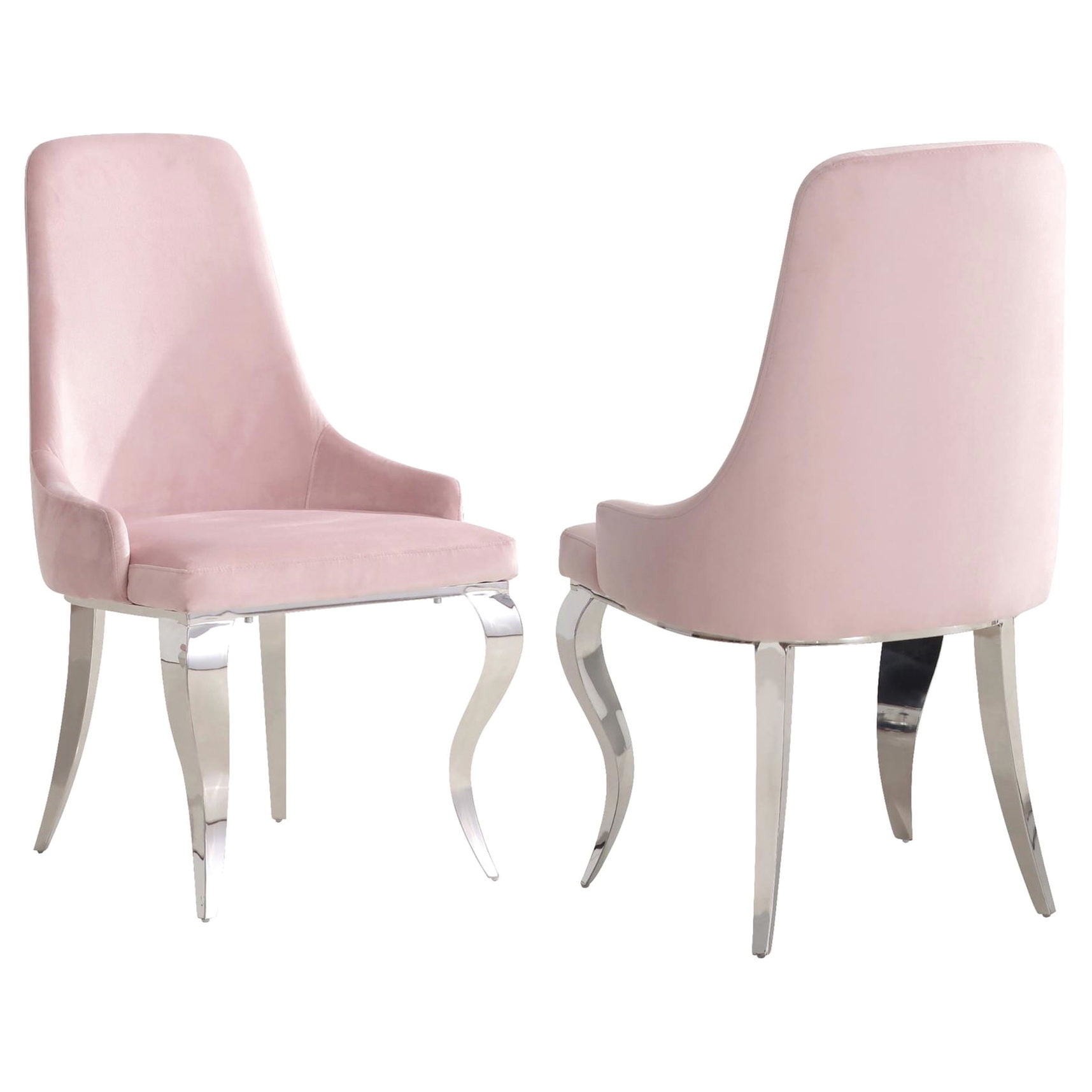 Light Pink Velvet Dining Side Chairs (Set of 2) | Demi Arm Design for ...
