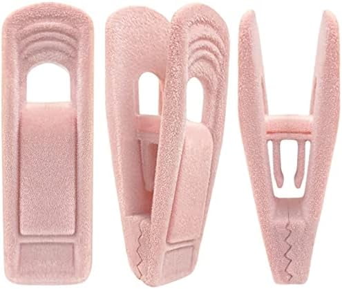 Light Pink Velvet Hangers Clips 40 PCS, Non-Slip Finger Clip for Pants ...