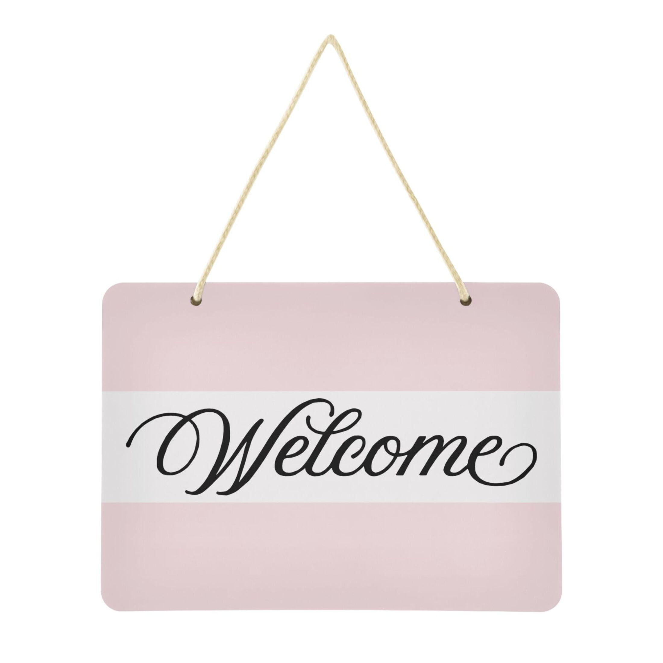 Light Pink Welcome Sign Front Door PVC 14x10 inch Hanger Hello Sign ...