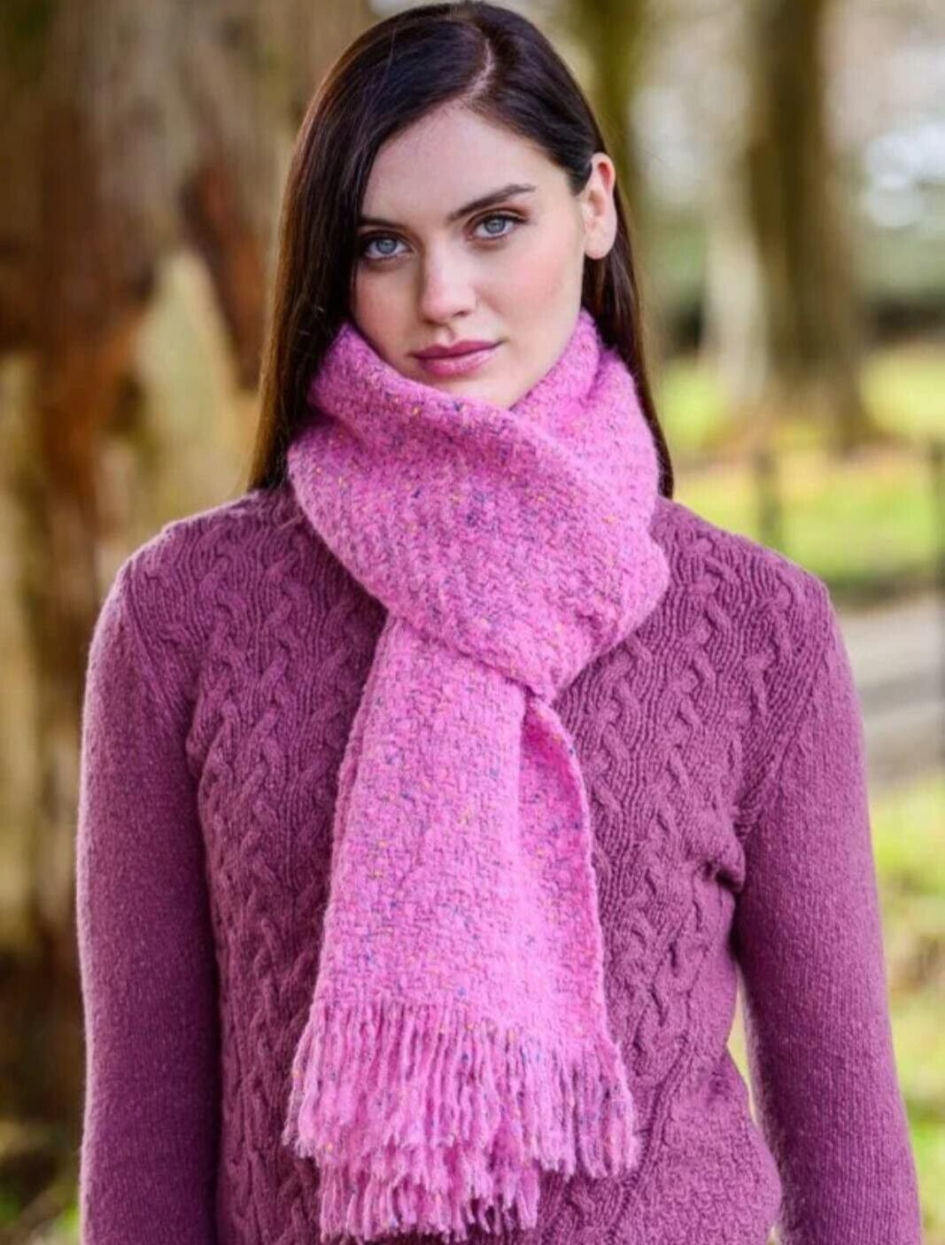 Light Pink Winter Knit Kells Scarf For Women Made By Mucros Weavers ...