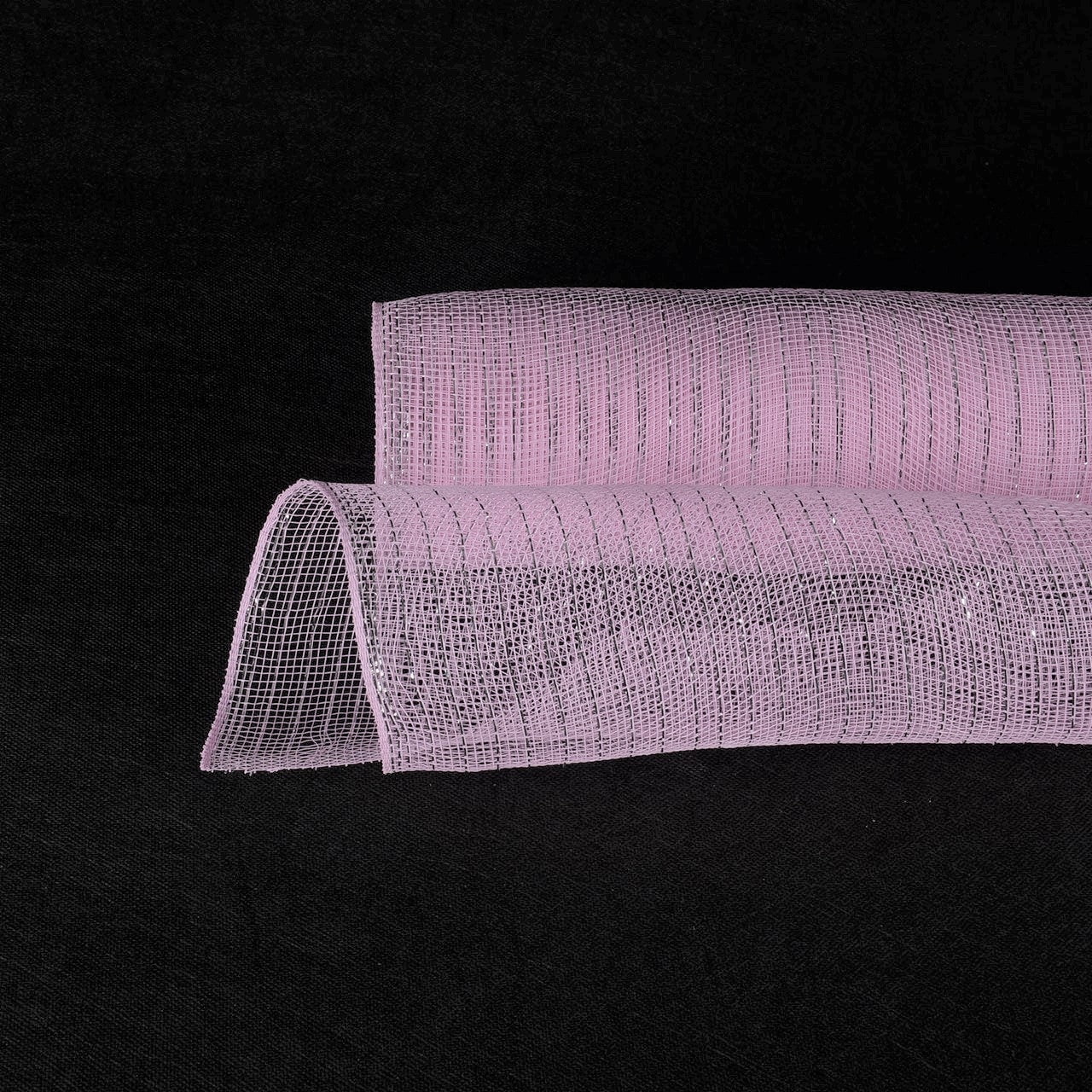 Light Pink with Silver - Deco Mesh Wrap Metallic Stripes - ( 21 Inch x ...
