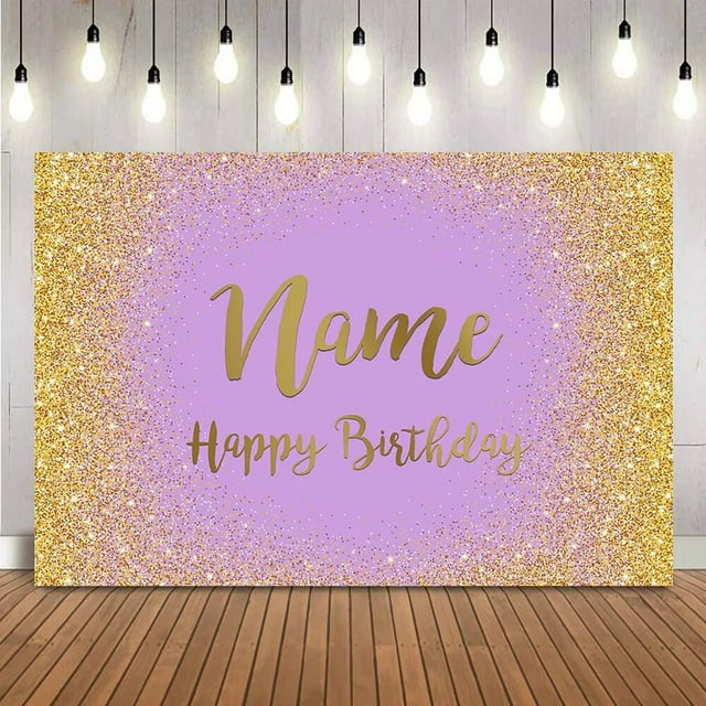 Light Purple Birthday Backdrop Gold Glitter Dots Background for Adult Women Theme Party ...